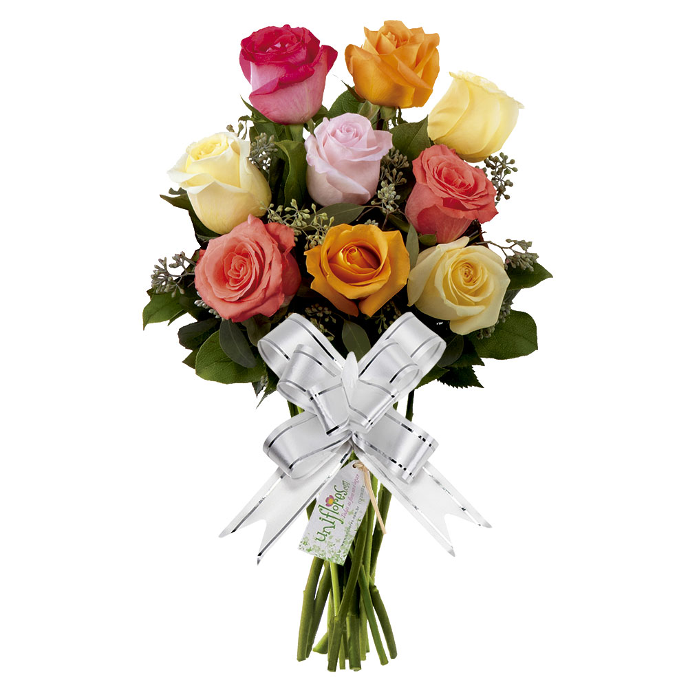 Buquê com 9 Rosas Coloridas
